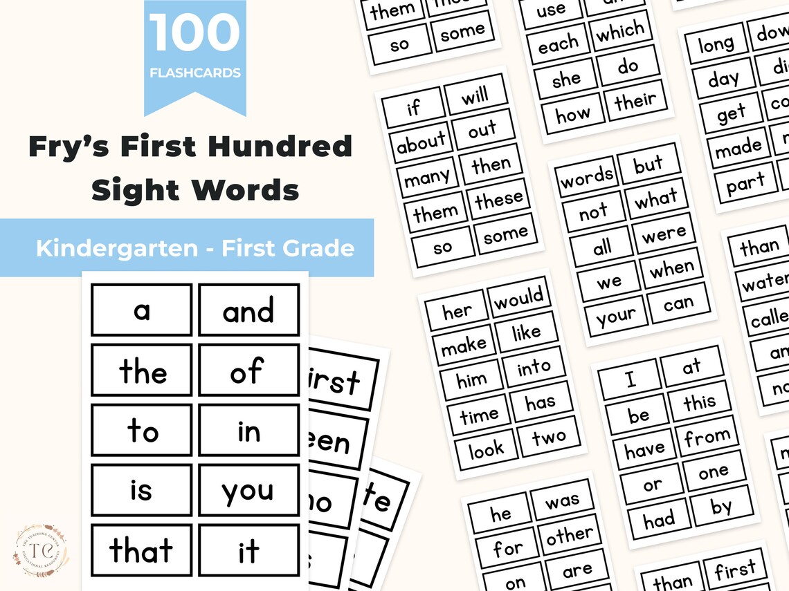 Fry's First 100 Sight Words! Flashcards! Printable! Elementary School ...