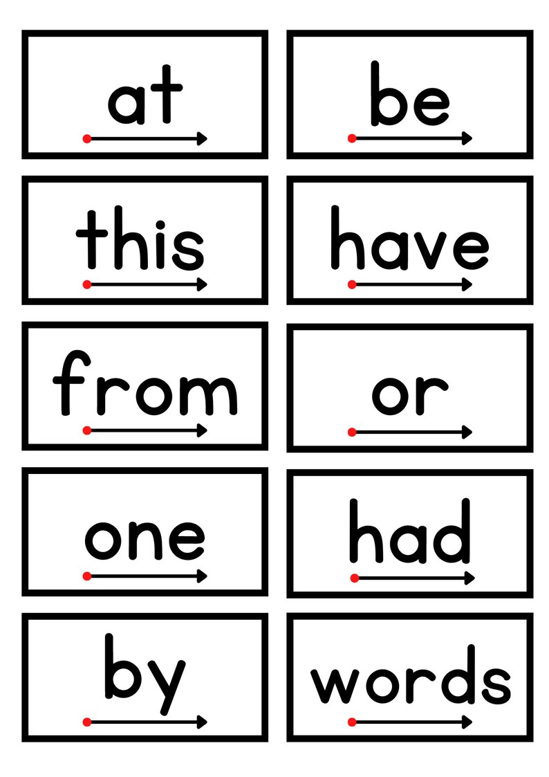 Fry's First 100 Sight Words Flashcards With Arrows (digital Download ...