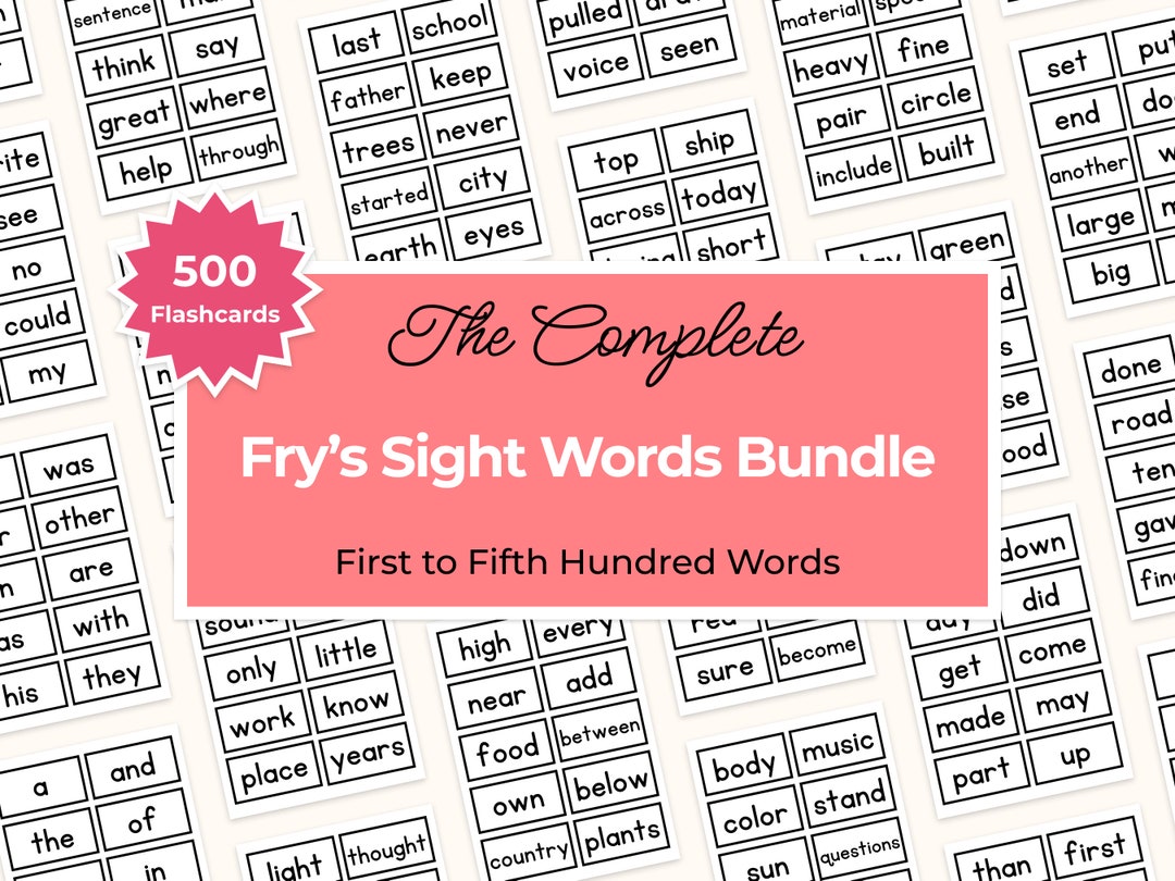 Fry's Sight Words! First to Fifth Hundred! Bundle! Flashcards ...