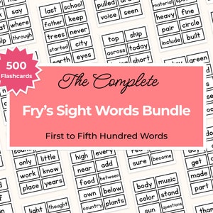 Fry's Sight Words! First to Fifth Hundred! Bundle! Flashcards ...