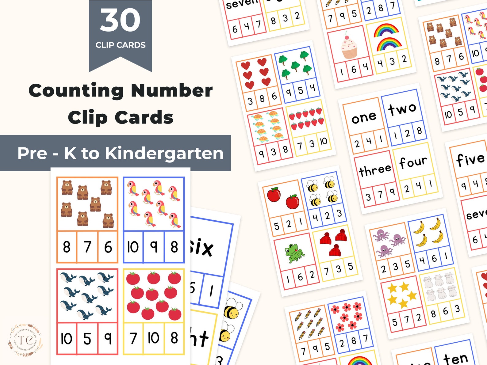 Counting Clip Cards – Math Activity, Pre-k to Kindergarten (digital ...