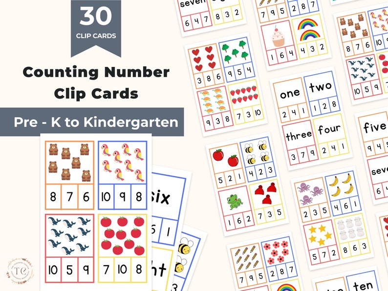Counting Clip Cards! Numbers! Clip Cards! Number Cards! Mathematics ...