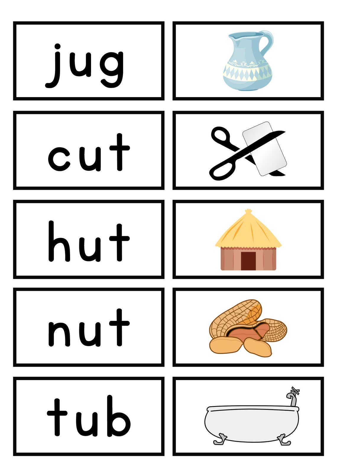 CVC Words Picture Cards Word Families Matching Flashcards CVC Games ...