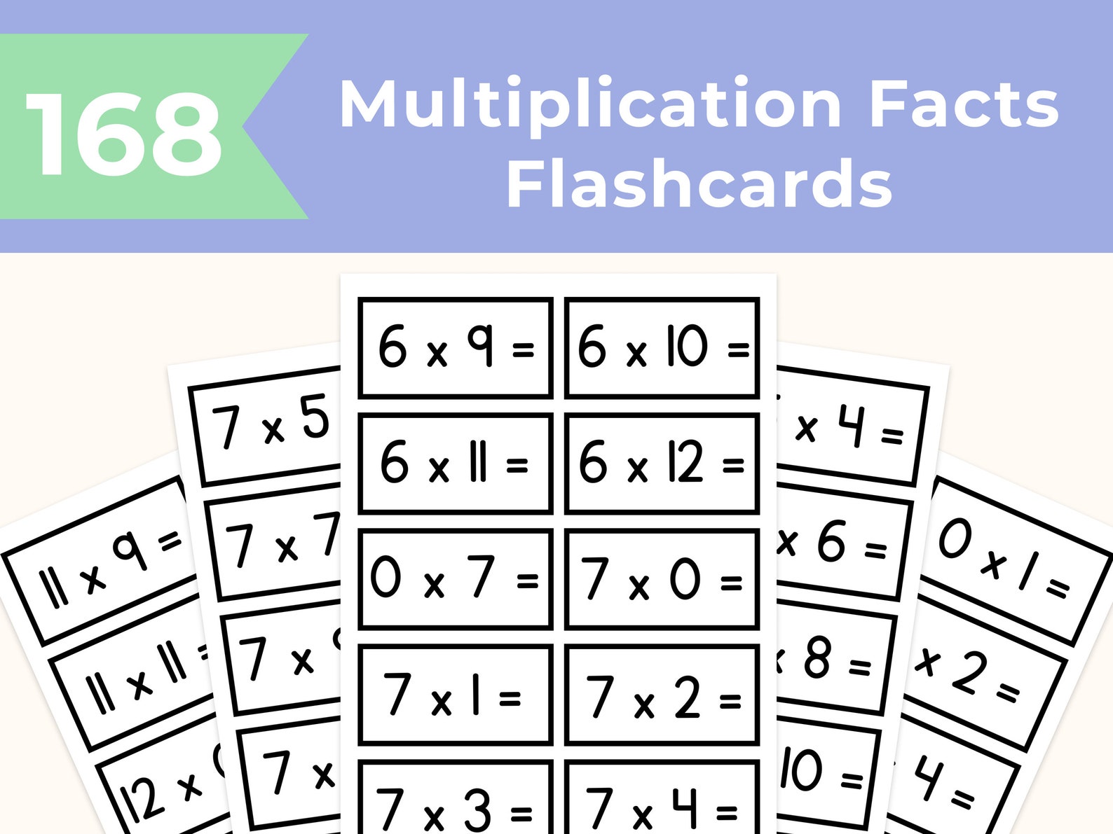 Multiplication Facts Flashcards Bundle, 0-12 (homeschool) - Etsy