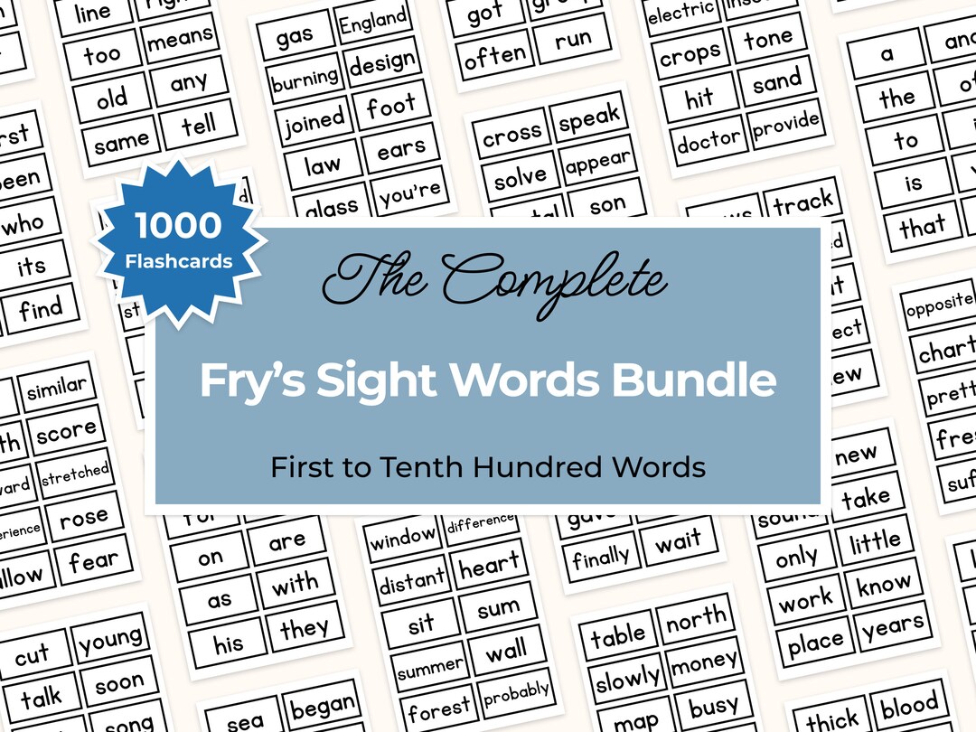 Fry's Sight Words! Bundle! Flashcards! First to Tenth Hundred Words ...