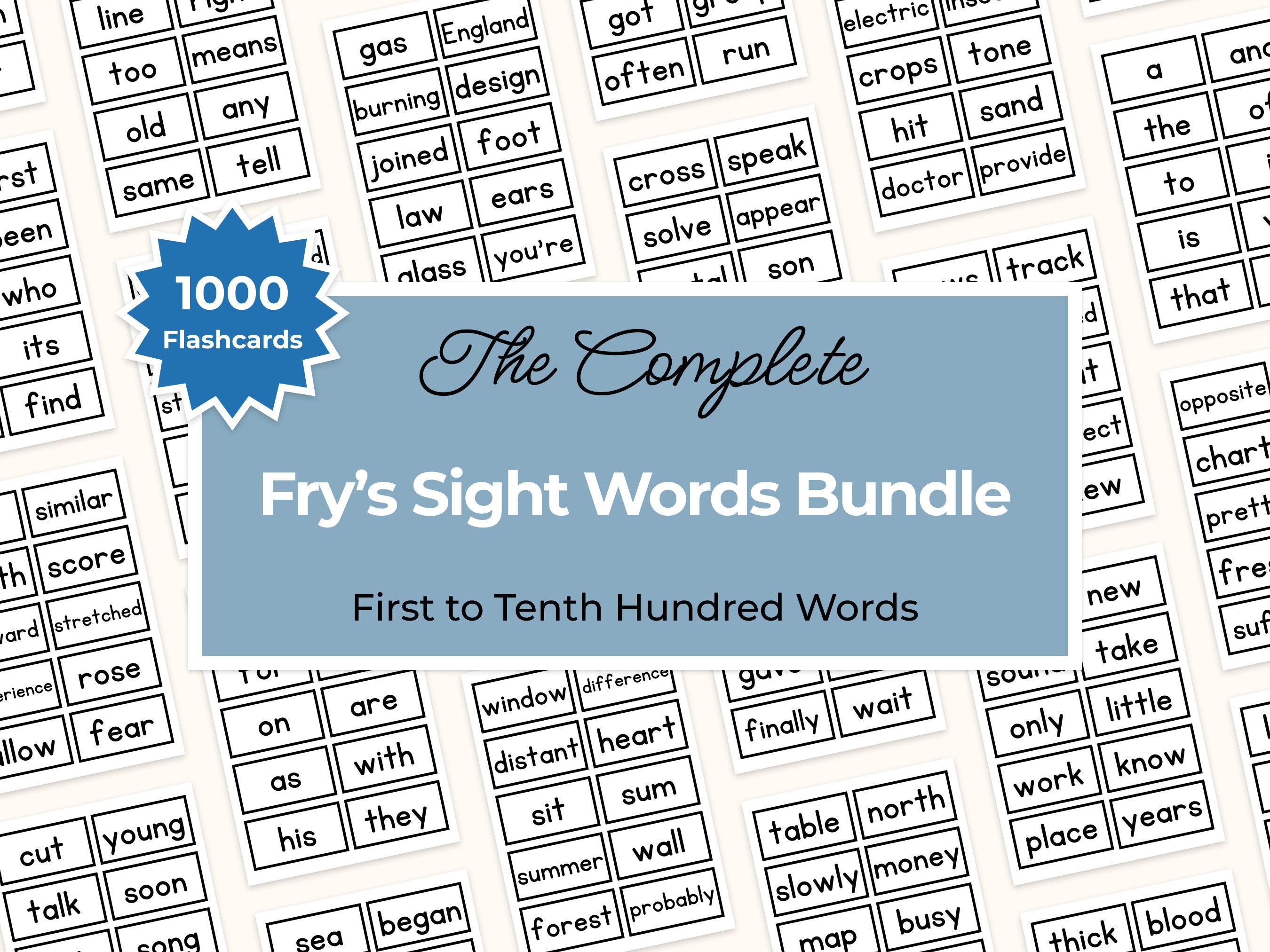 Fry's Sight Words! Bundle! Flashcards! First to Tenth Hundred Words ...