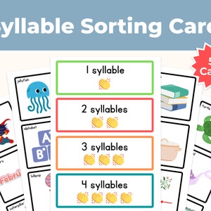 Syllable. Syllables Sorting Cards. Sorting Activity. Grouping Syllables ...