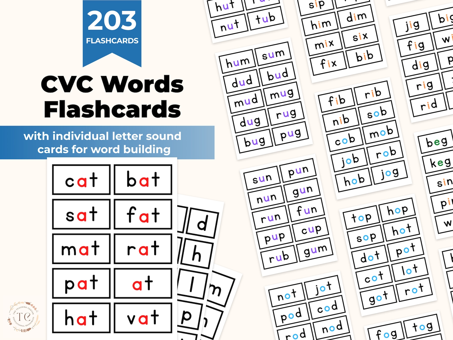 CVC Words! Flashcards! Consonant Vowel Consonant! Printable ...