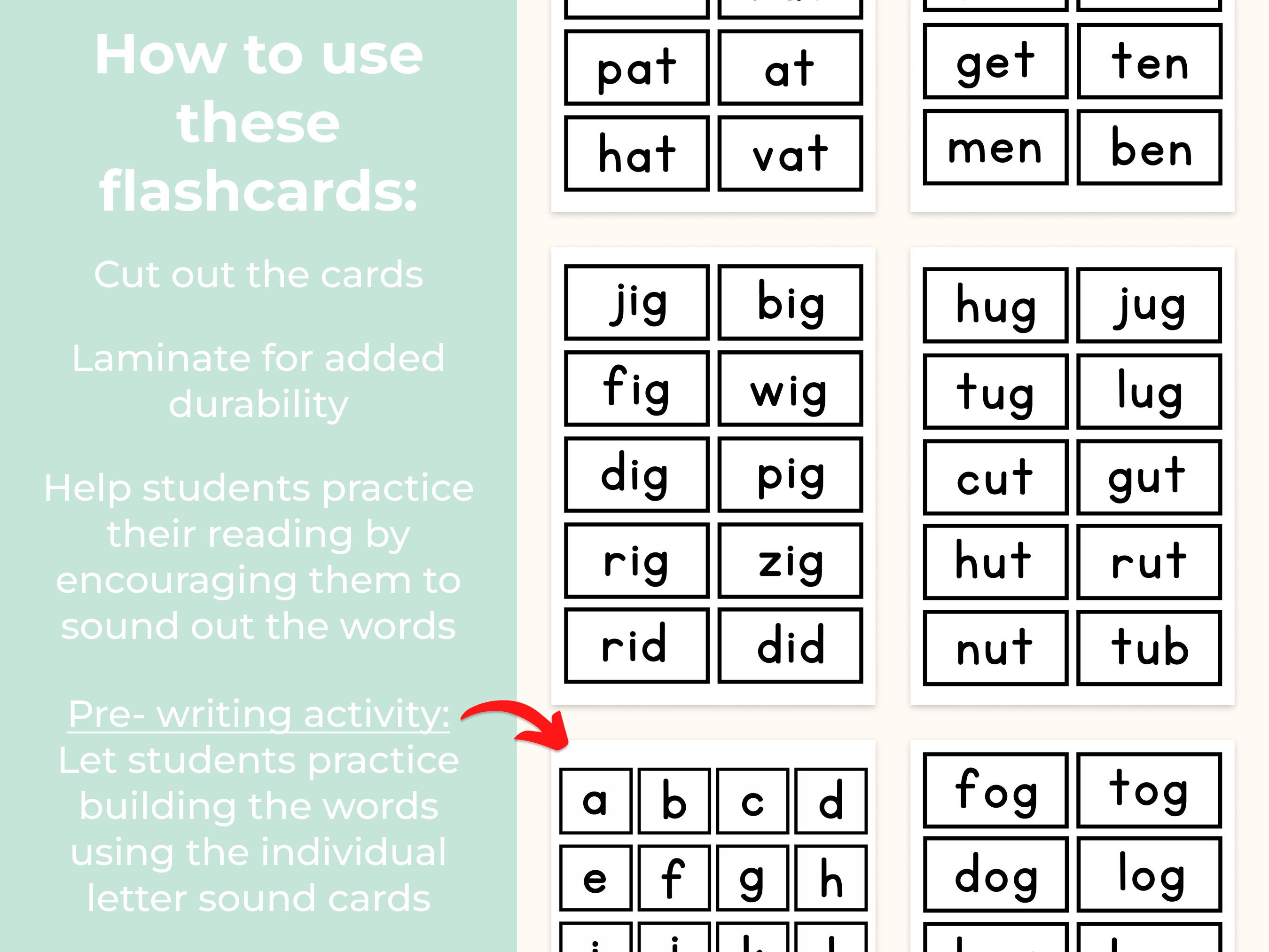 CVC Words Flashcards Consonant Vowel Consonant Reading Blend CVC Words ...