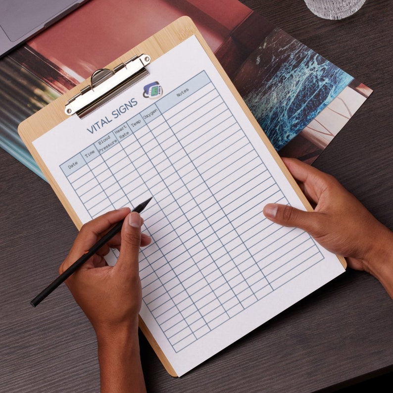 Printable Vital Sign Log | Vital Sign Tracker | BP Tracker | Heart Rate ...