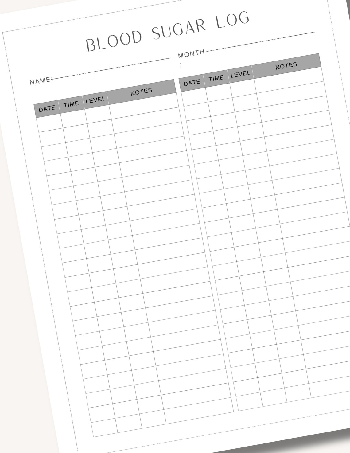 Printable Blood Sugar Log | High/low Blood Sugar Tracker | Diabetic ...