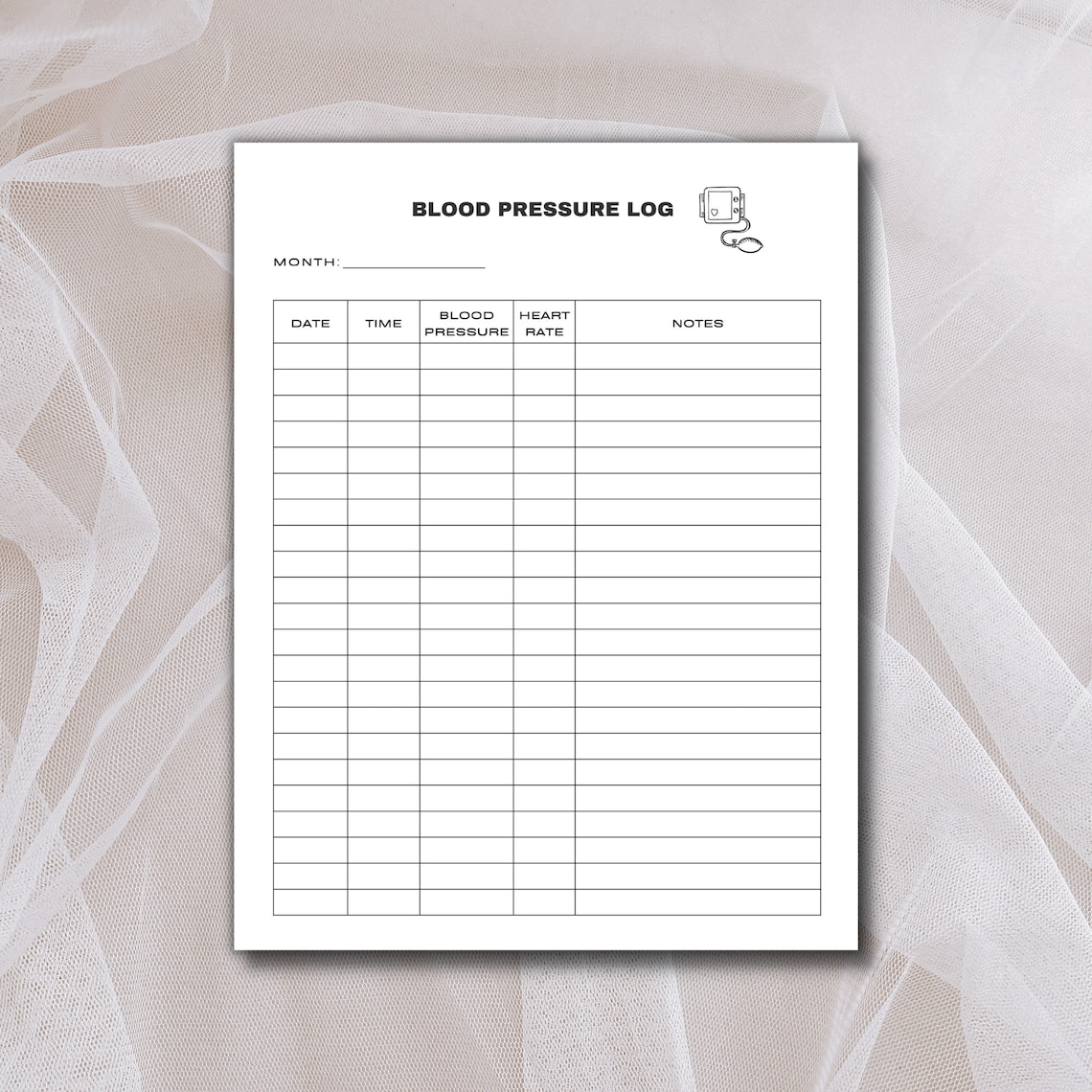 Printable Blood Pressure Log | High Blood Pressure Tracker | BP Tracker ...