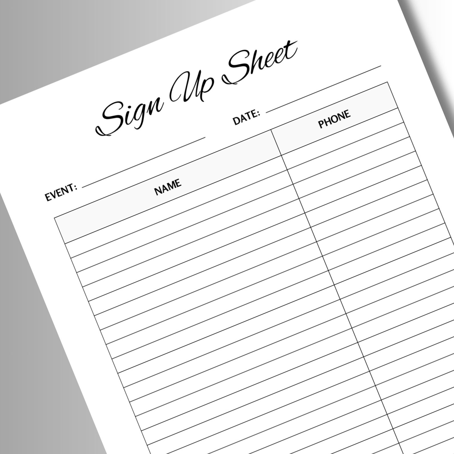 Printable General Sign-up Sheet | Sign-up Tracker | Letter PDF ...