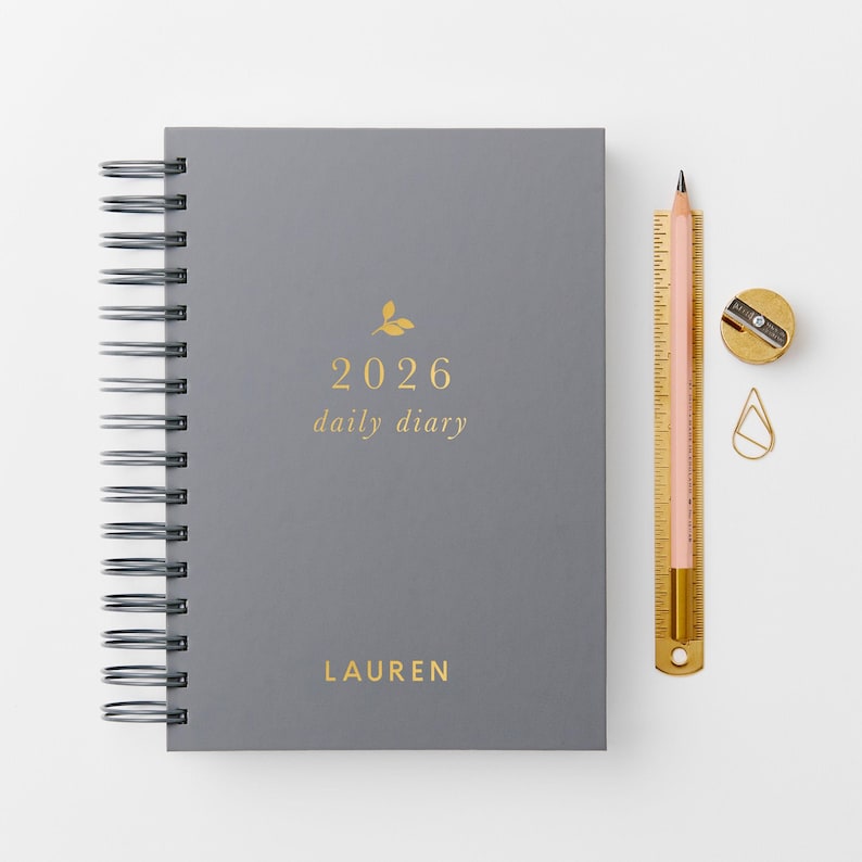 Personalised 2026 Daily Hardback Diary: Foil Printed A5 Planner - *US ...