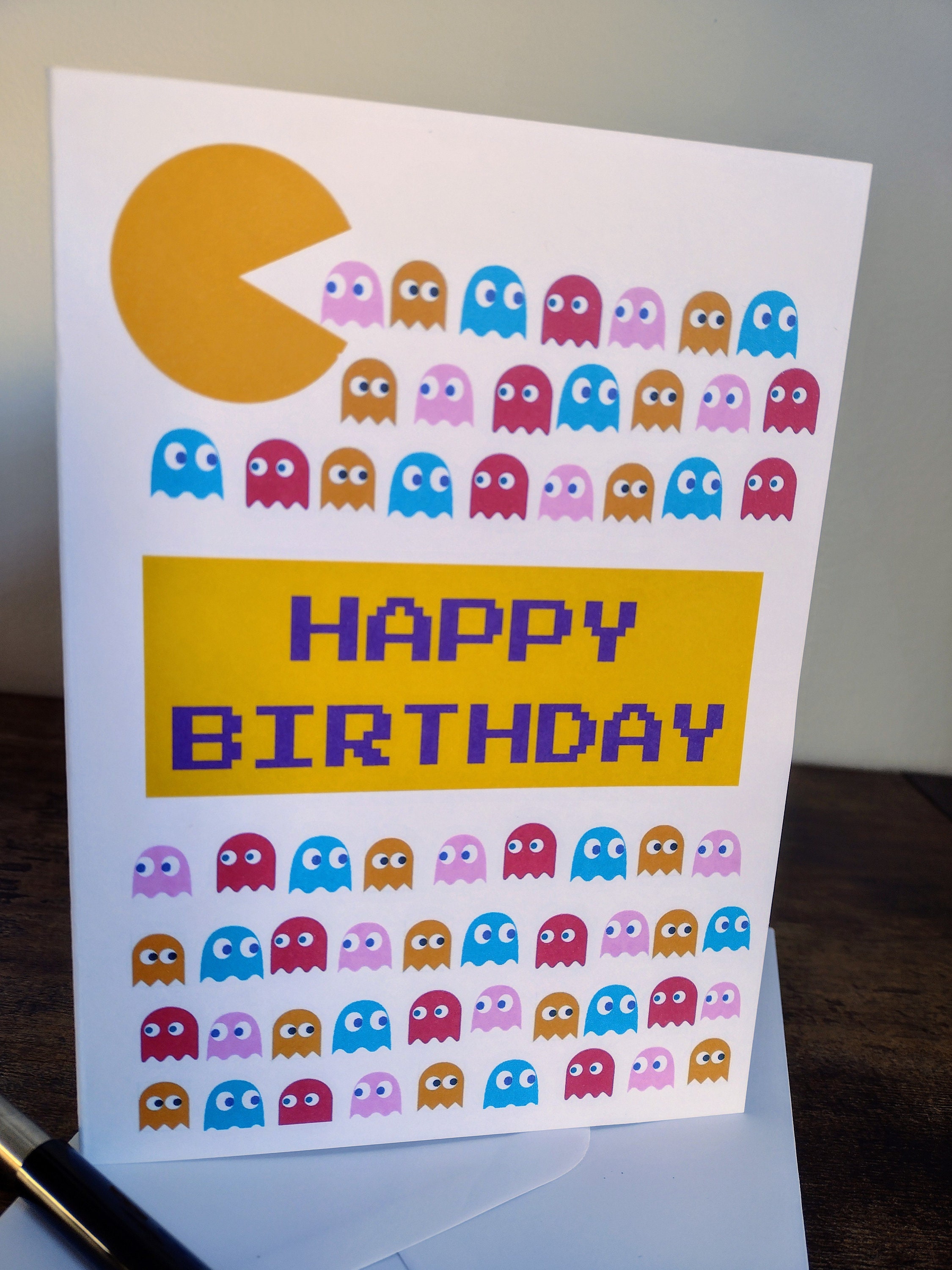 Pacman Inspired Birthday Card. A5 Card. Retro Games. 80s Games. - Etsy
