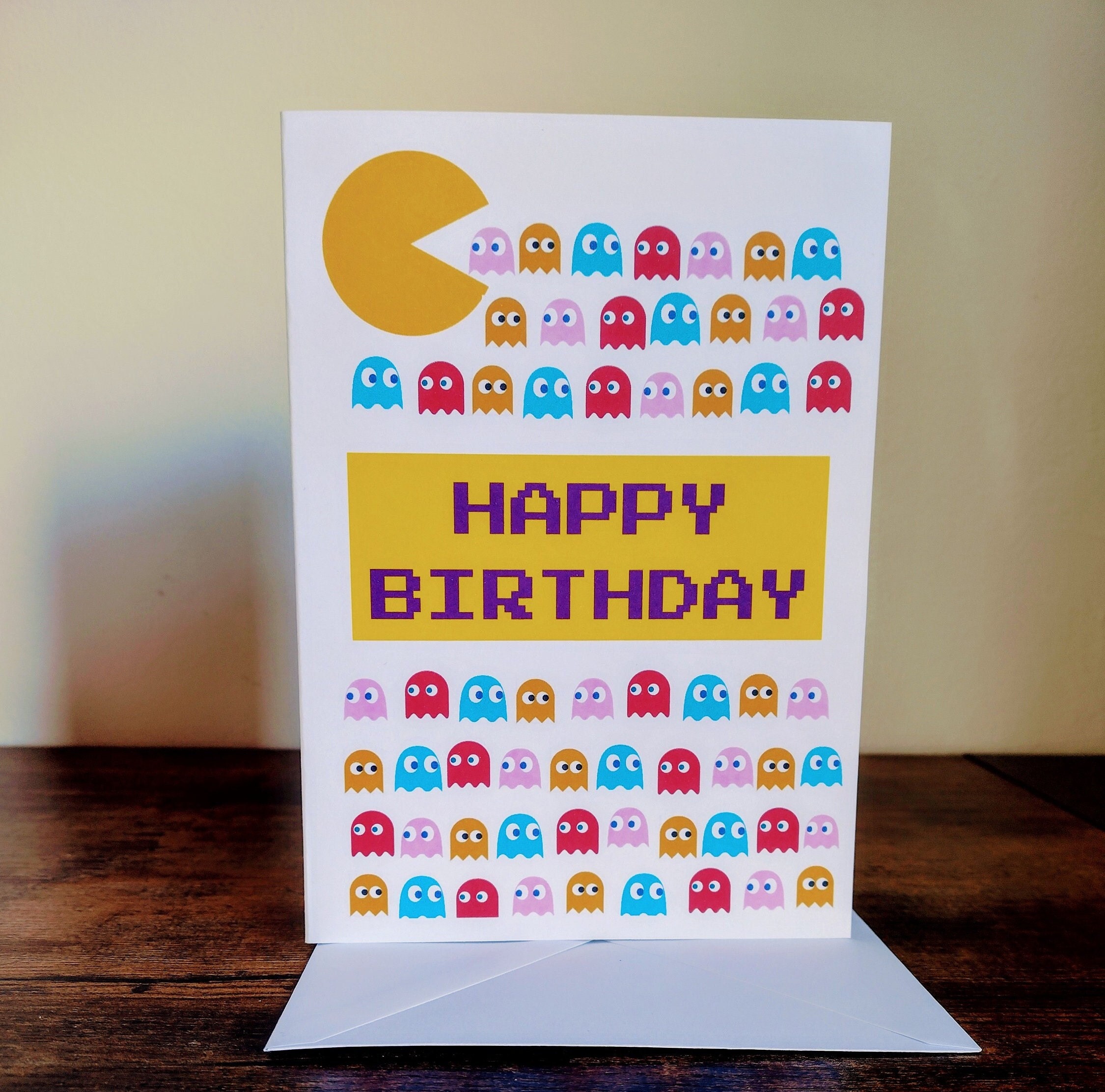 Pacman Inspired Birthday Card. A5 Card. Retro Games. 80s Games. - Etsy