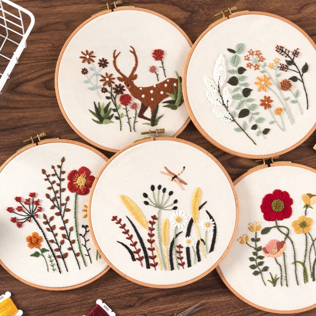 Floral Embroidery Kits for Beginner DIY Embroidery Kit for - Etsy
