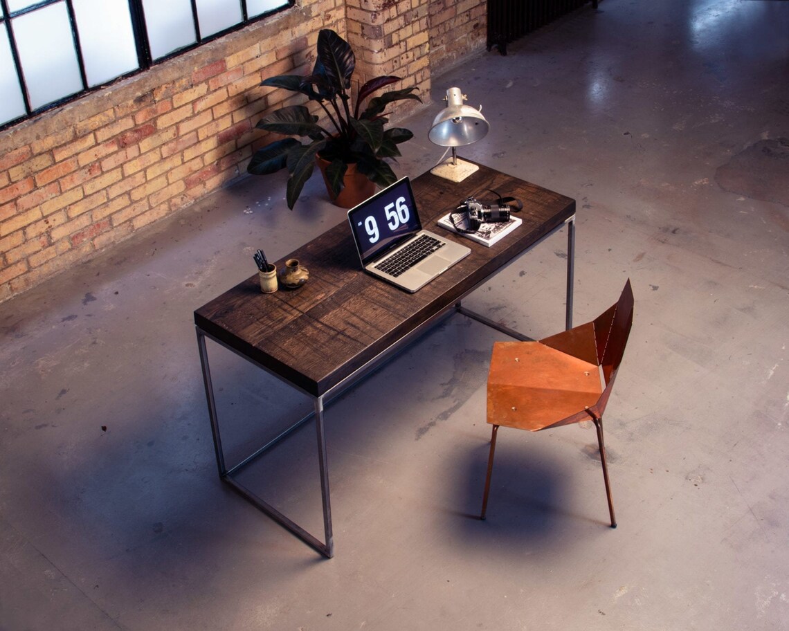 Boxcar Slab and Steel Box Frame Desk - Etsy