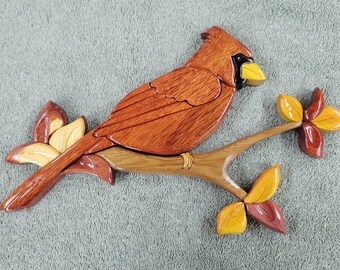 CARDINAL DOGWOOD, Hand Carved Intarsia Flower Gift Carved by Rakowoods ...
