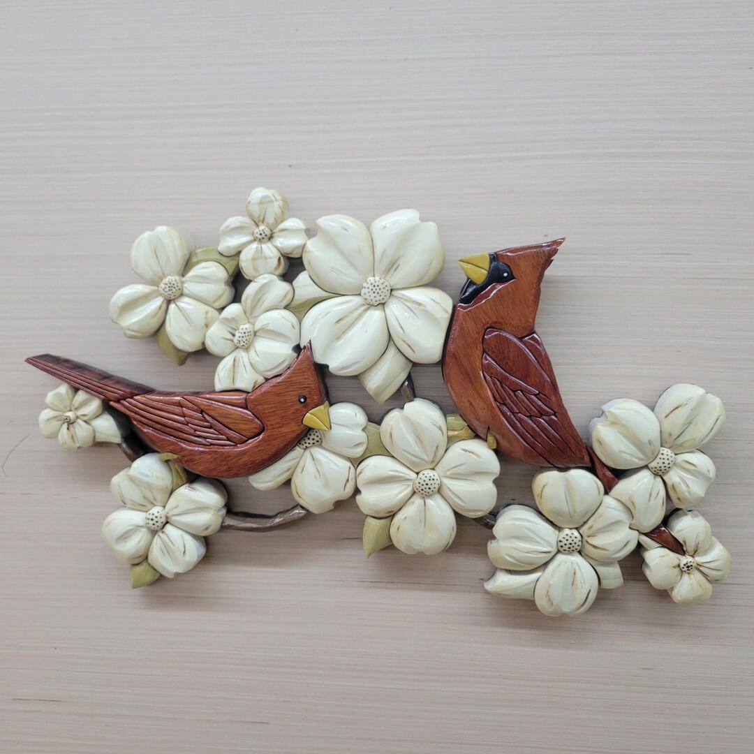 Cardinals in Dogwoods Intarsia - Etsy