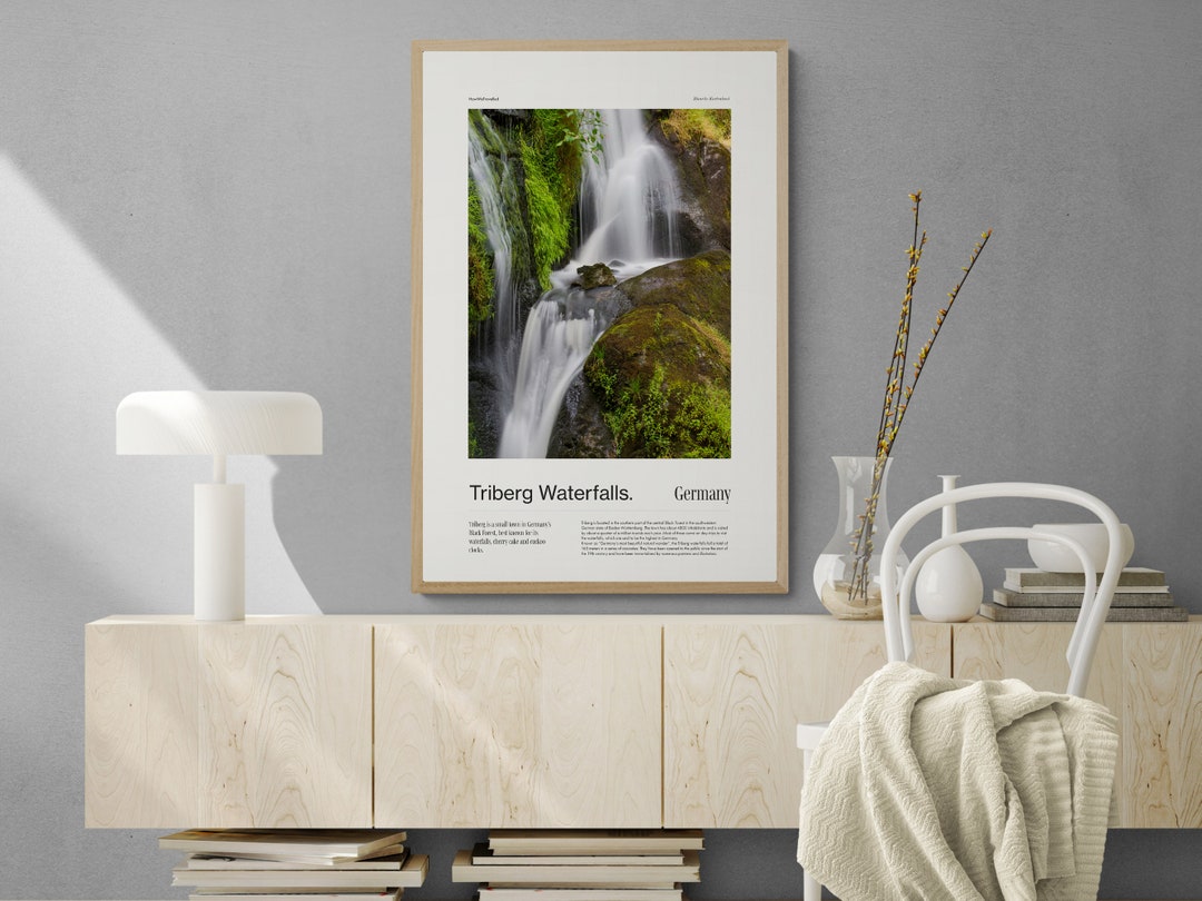 Waterfall Print, Travel Photography Print, Infographic Poster, Triberg ...