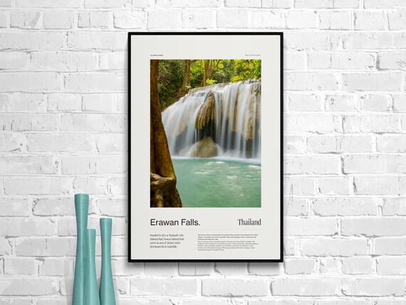 Erawan Falls Poster Infographic Poster Waterfall Image - Etsy