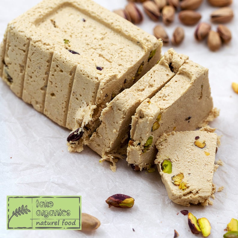 Tahini Halva, Traditional Halva With Pistachio, Turkish Dessert, Sesame ...