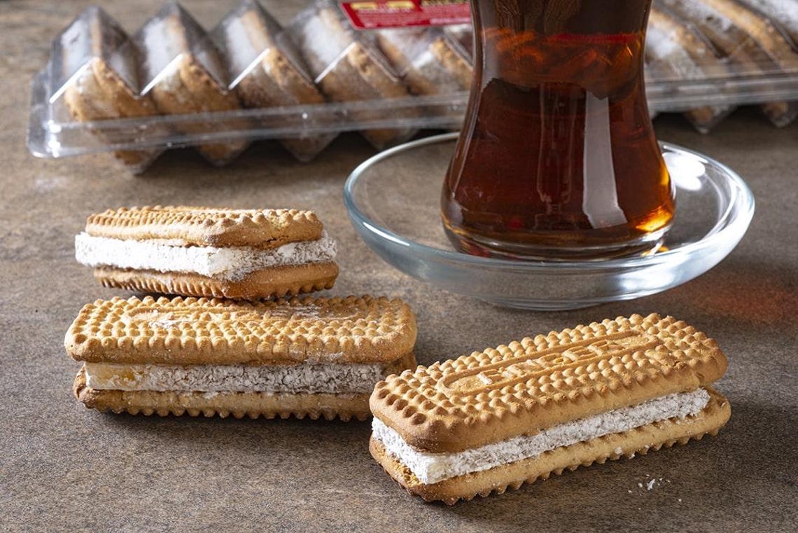 Turkish Delight Between Biscuits,turkish Local Taste,rose Flavored ...