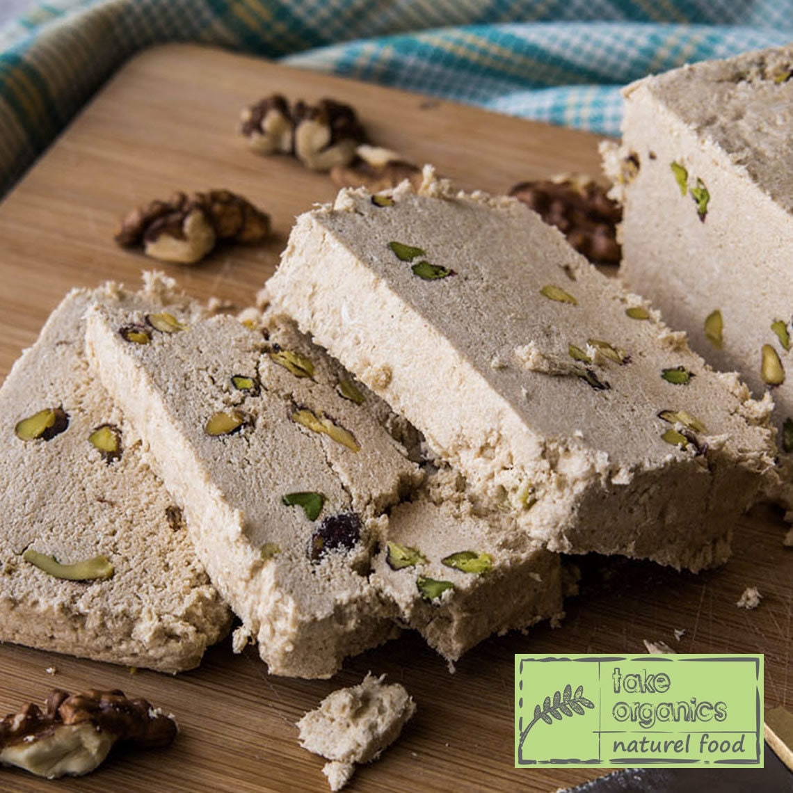 Tahini Halva, Traditional Halva With Pistachio, Turkish Dessert, Sesame ...