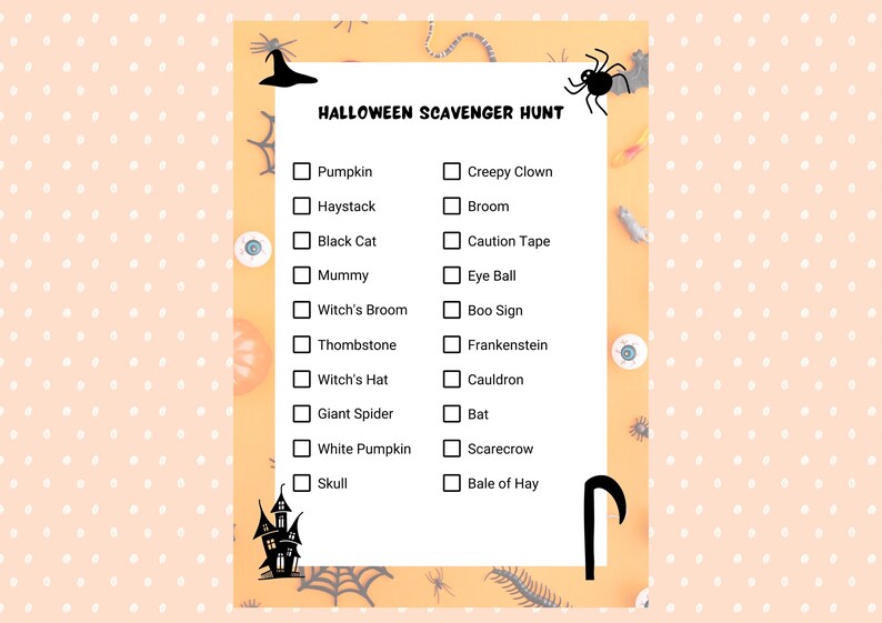 Halloween Scavenger Hunt Activity Sheet Printable - Etsy