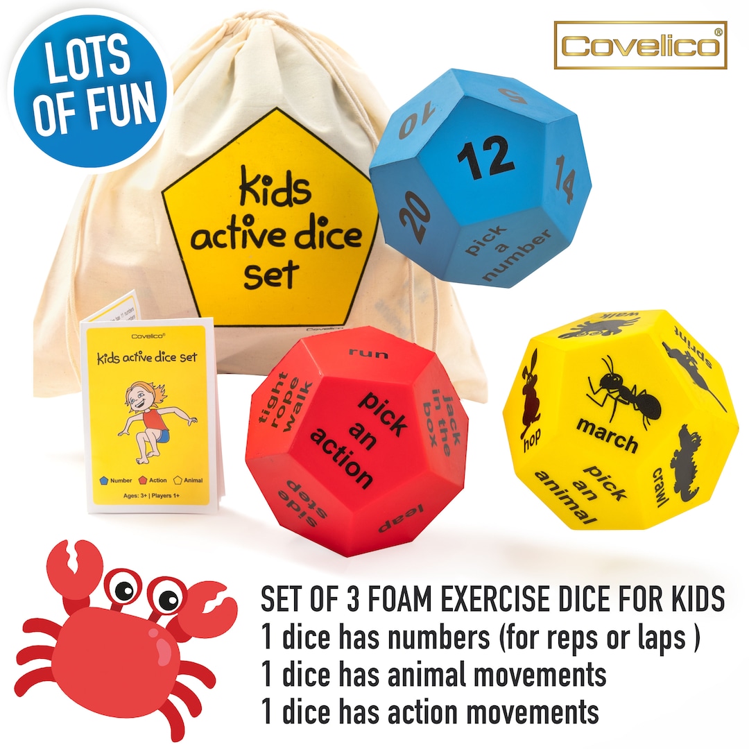Kids Exercise Dice Set Fun Active Foam Play Set 3 Squishy - Etsy Australia