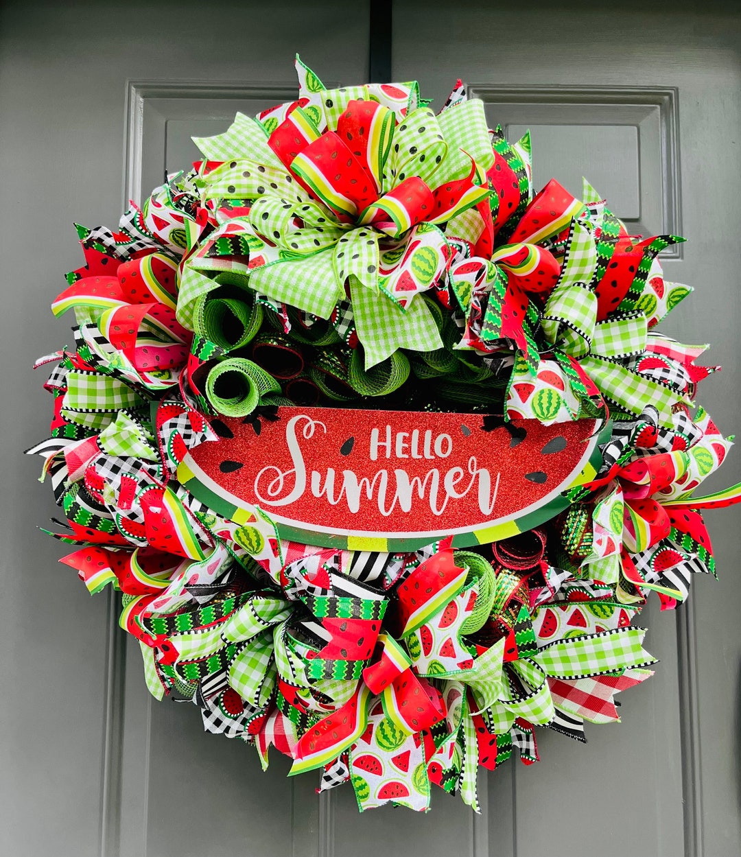 Summer Watermelon Front Door Wreath. Watermelon Wreath. Summer Decor ...