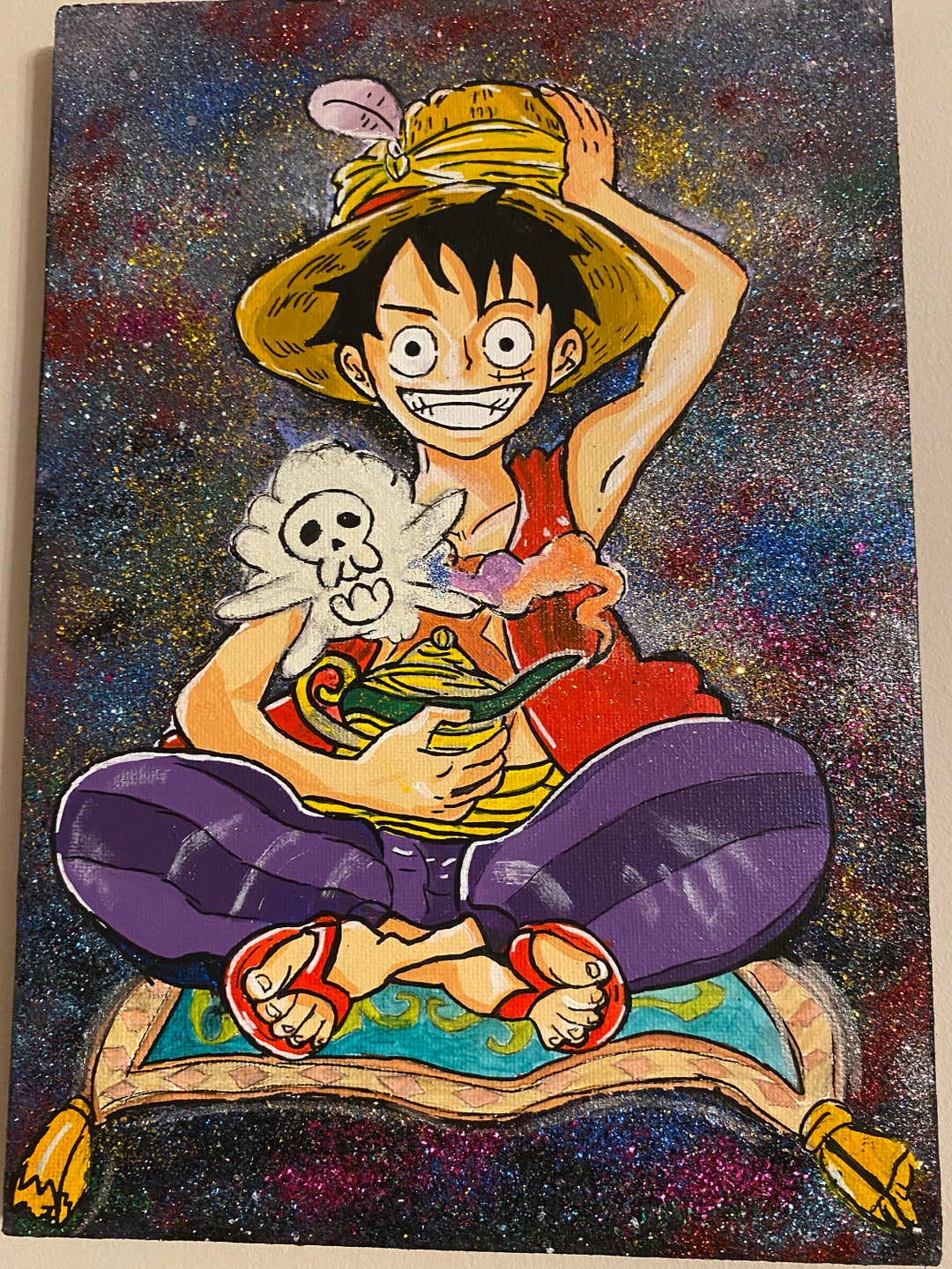 Luffy Aladdin Glitter Canvas - Etsy