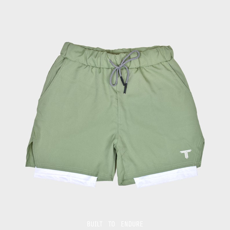 Mens Workout Shorts for Running and Exercise, Green Gym Shorts With ...