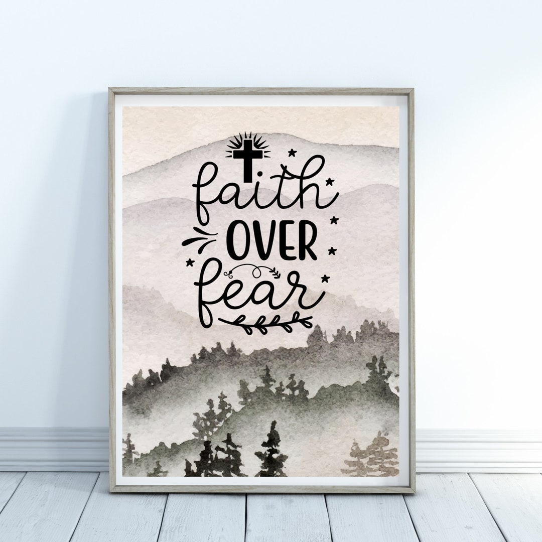 Faith Over Fear Wall Art Print - Inspirational Quote - Religious Home ...