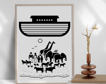 Noah's Ark Digital Download Poster for Printing Bible Verse Christian ...