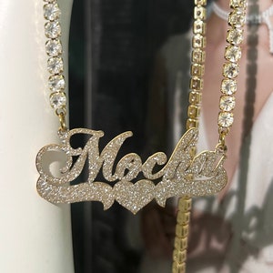 Custom Name Necklace, Bling Name Necklace, Big Name Necklace, Tennis ...