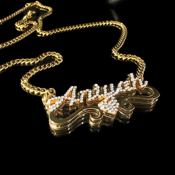 Diamond Name Double Plate - Etsy