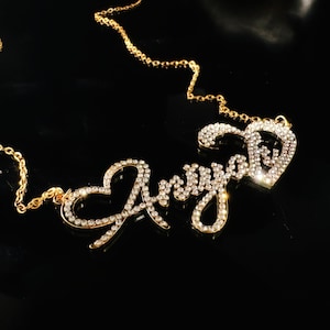 Diamond Name Necklace,gold Name Necklace,custom Name Necklace,crystal ...
