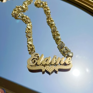 Teddy Bear Name Necklace, Double Plated Name Necklace, Baby Name Plate ...