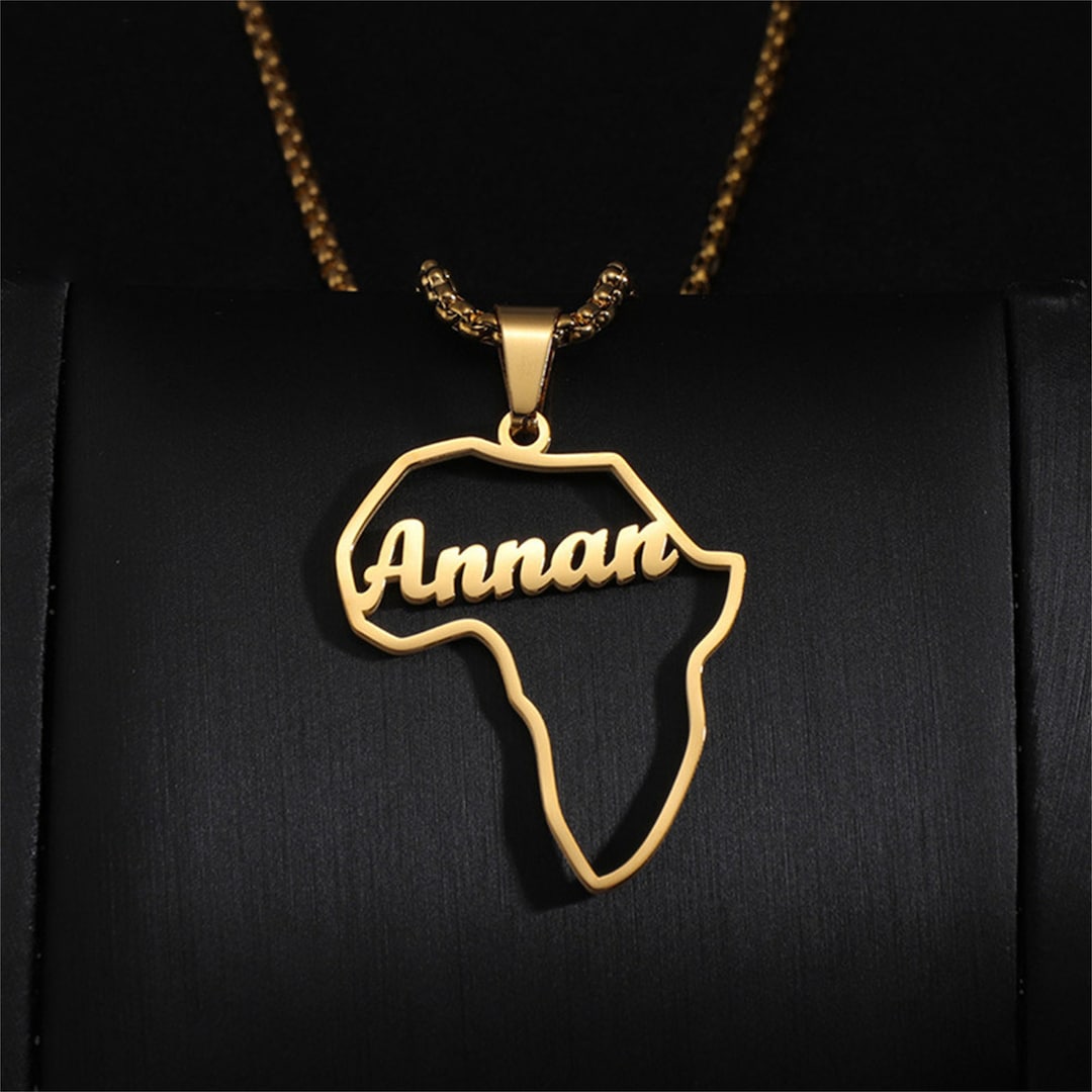 Custom Africa Map Necklace, Name Africa Necklace, Personlized Name ...