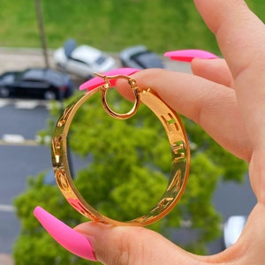 Custom Letter Hoop Earrings, Custom Name Earrings, Hollowed Name ...