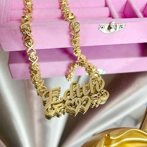 Name Plate, Name Plate With Heart XO Chain, Custom Name Necklace ...