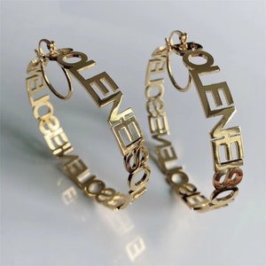 Custom Letter Hoop Earrings, Name Hoop Earrings, Gold Name Hoops ...
