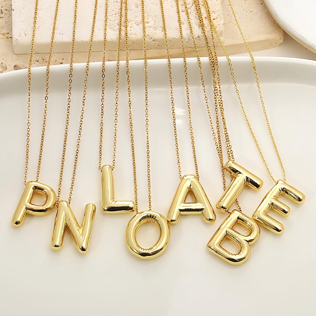 Custom Letter Necklace, Custom Balloon Letter Necklace, Name Initial ...