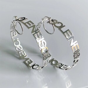 Custom Letter Hoop Earrings, Name Hoop Earrings, Gold Name Hoops ...
