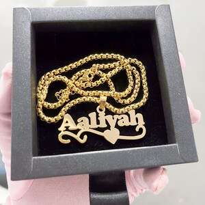 18K Gold Filled Name Necklace, Thick Box Chain, Custom Name Necklace ...