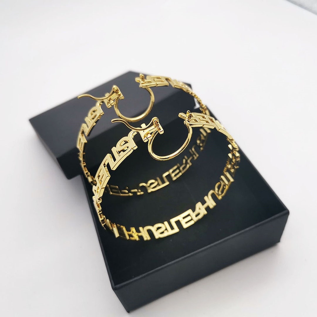 Custom Letter Hoop Earrings, Name Hoop Earrings, Gold Name Hoops ...