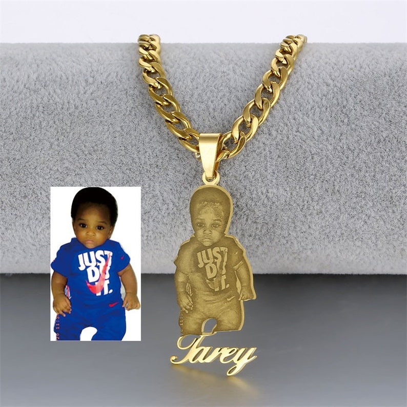 Custom Engraved Photo Pendant Necklace, Piecture Necklace, 18k Gold ...