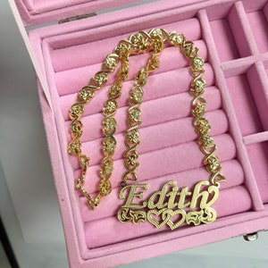 Name Plate, Name Plate With Heart XO Chain, Custom Name Necklace ...